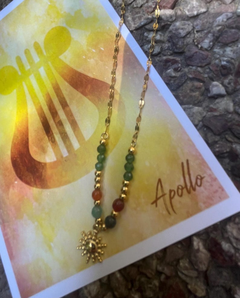 Apollo Necklace | Sun God Pendant with Natural Stones