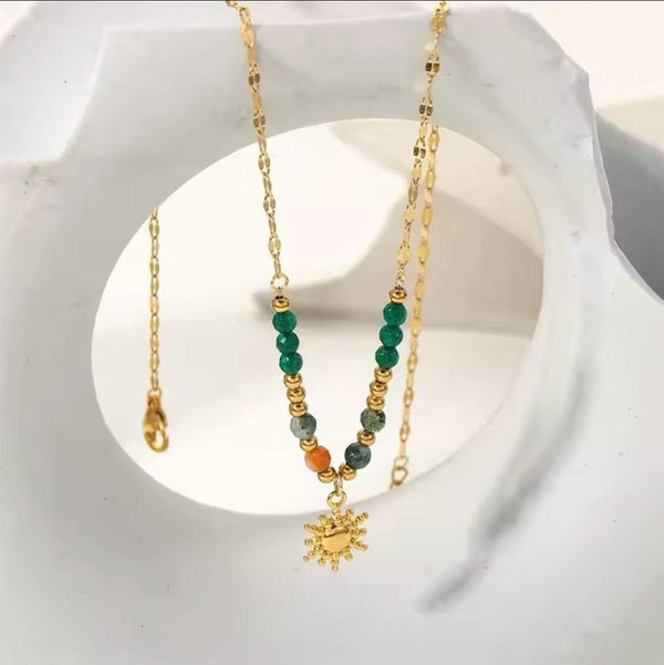 Apollo Necklace | Sun God Pendant with Natural Stones